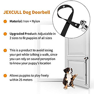 JEXCULL Dog Doorbell for Training, Adjustable Puppy Doorbells Premium Doggy Train Tools Pet Supplies with 7 Loud Doorbells & 3 Snaps for Small, Medium, Large Dogs Go Outside, Black
