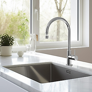 Hibbent NSF/ANSI/CAN 61 Certified Faucet Aerator, CUPC Certification 360° Swivel Kitchen Faucet Aerator, 2 Flow Sprayer Modes Water Saving Faucet Extender-55/64"-27UNS Female Thread/Polished Chrome