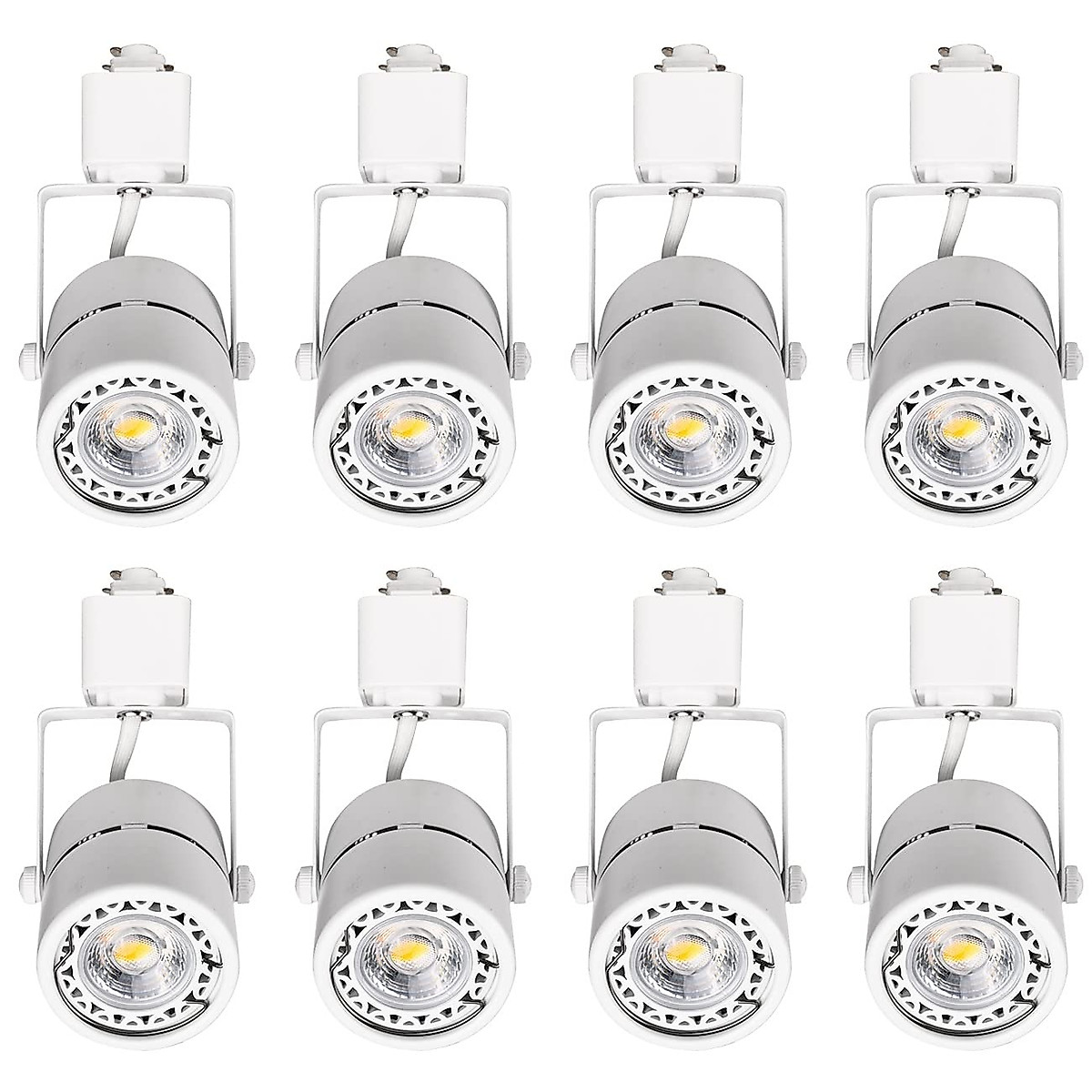 EAGLOD 10W H Track Lighting Heads,Dimmable LED Track Light Fixtures for Accent Retail Artwork,3000K Warm White, Linear Track Light H Type - 120V 24° Angle Halo Type- 8 Pack (White)