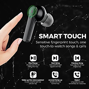 Roar ENC Buds H3 True Wireless Earbuds - in-Ear Bluetooth Headphones with Touch Controls, Bluetooth Earphones with Microphone,Waterproof Noise Canceling Ear Buds-Charging Case, Up to 18 Hours Playtime
