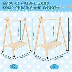 Queekay 2 Pcs Kids Clothing Rack 2 Size 20.5" x 11.8" x 29.5" & 31.5" x 13.8" x 31.5" Baby Clothes Rack Dress up Storage Wooden Clothes Organizer Child Garment Racks for Toddler Doll Dog