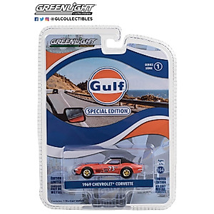 Greenlight 41135-B Gulf Oil Special Edition Series 1-1969 Chevy Corvette #73 1/64 Scale