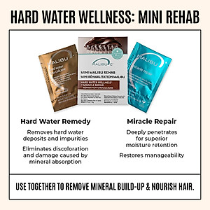 Malibu C Mini Malibu Rehab Hard Water Wellness - Contains 2 Remedy Packets - At-Home Hair Reconstructor and Mineral Removal Remedy - Sulfate Free Hair Care