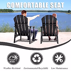 FOLAWO Adirondack Chair Set of 4 HDPE Weather Resistant Outdoor Adirondack Chair Fire Pit Chair for Deck, Garden, Backyard,Lawn