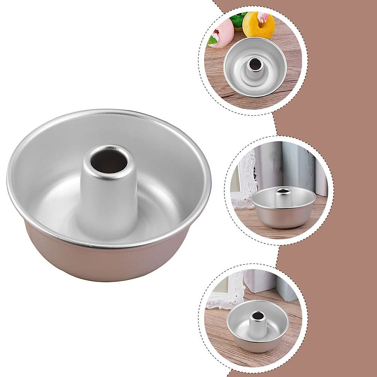 DOITOOL 1PC Angel Food Cake Pans for Baking, Aluminum, Round, 130X55mm