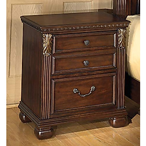 Signature Design by Ashley Leahlyn Traditional Ornate 7 Drawer Dresser, Warm Brown & Leahlyn Traditional 2 Drawer Nightstand, Warm Brown