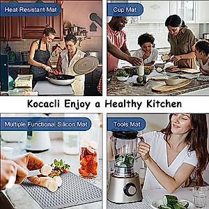 Silicone Dish Drying Mat - Dish Drying Mat for Kitchen Counter - Built-in Drain Lip - Easy to Clean - Eco-Friendly - Heat Resistant Mat for Kitchen Counter Sink or Drawer Liner - Gray