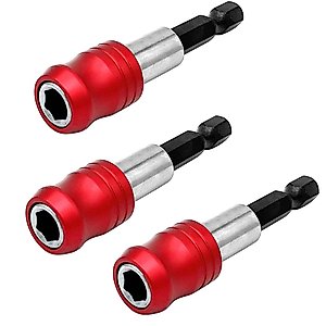 Saipe 3pcs 1/4” Hex Shank Magnetic Screwdriver Bits Holder Quick Release Drill Bit Extension Bar Chuck Adapter Quick Change Socket Screw Driver Drill Bit for Hand-held Drivers or Power Drill, 60mm