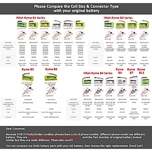 iMah BT18433/BT28433 2.4V 500mAh Ni-MH Cordless Phone Battery, Also Compatible with AT&T BT184342/BT284342 BT8300 BT1011 BT1018 BT1022 BT1031 2SN-AAA55H-S-J1 CS6120 CS6209 CL80109 EL52419, 2-Pack