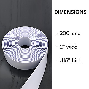 KOMORAX 2" Wide 200' Length Chair Vinyl Strap Strapping for Patio Lawn Garden Outdoor Furniture Repair Matte Finish Color (White)
