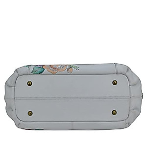 Anuschka Women’s Genuine Leather Triple Compartment Large Satchel - Hand Painted Exterior - Floral Charm