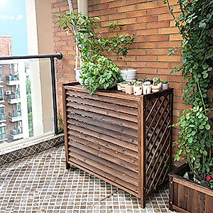 YPINKZ Wooden Air Conditioner Hider Fencing,Wood Air Conditione Flower Stand,Wood Air Conditioning Privacy Screen,Brown,100x43x94cm,110x50x105cm (Size : 85x35x75cm(33.5x14x29.5in))