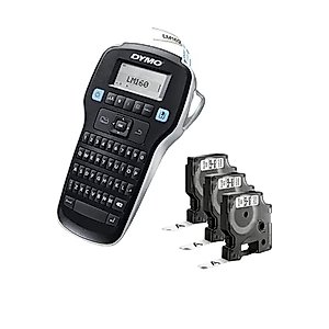 DYMO Label Maker with 3 D1 Label Tapes | LabelManager 160 Portable Label Maker, QWERTY Keyboard, One-Touch Smart Keys, Easy-to-Use, for Home & Office Organization