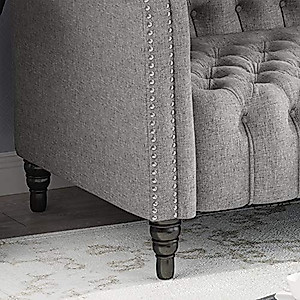 Christopher Knight Home Edgar Traditional Chesterfield Sofa with Tufted Cushions, Gray and Black