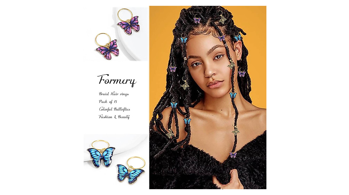 Formery Loc Jewelry Hair Gold Butterfly Charms Braids Jewels Clips Locs ...