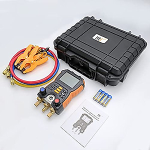 Digital Manifold Gauge Set, Vacuum Pressure Temperature Leakage Tester for Air Conditioning Systems and Heat Pumps, HT-750