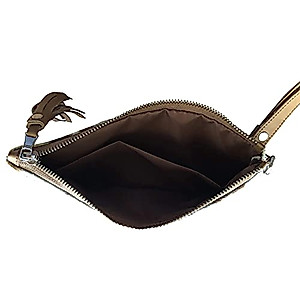 Real Cowhide Handbag Wristlet Clutch Purse Wallet Black Brown Leather Lined Double Sided 8.5"x5.5"