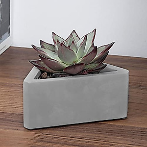 MyGift Unglazed Gray Cement Planter Pot with Drainage Hole and Plastic Plug, Indoor Mini Triangle Shaped Cactus Succulent Planter Poter