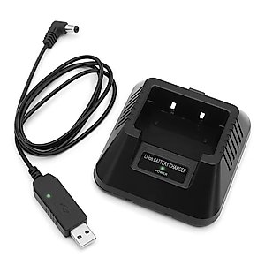 NEWASHAN Desktop Charger Replacement for Baofeng Radio BF-F8HP UV-5R 5RA 5RB 5RC 5RD 5RE 5RG UV-82 DM-5R TYT TH-F8 Walkie Talkie Li-ion Battery Charging Dock Cradle Base (USB Adapter)