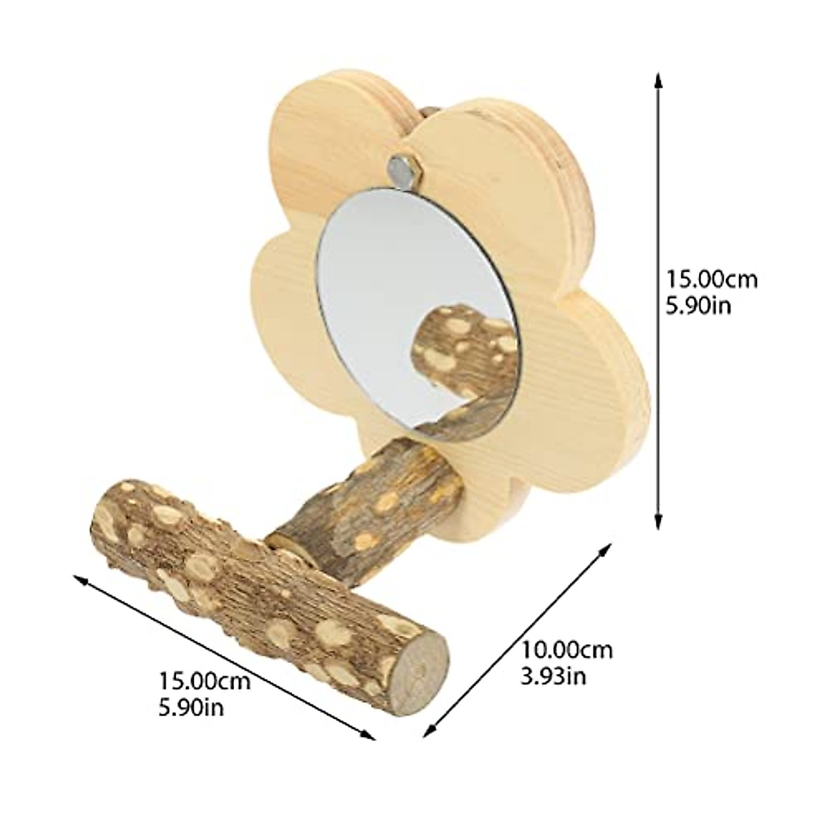 LUOZZY 2 Pcs Parrot Toy Wooden Bird Perch with Mirror Bird Cage Wood Perch Parrot Training Standing Rack for Pet Accessories