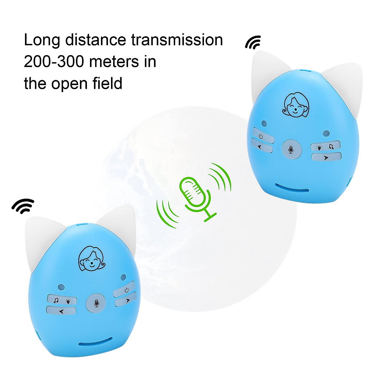 Wene Baby Sound Monitor, Blue Audio Baby Monitor Night Light for Home for Baby Sleeping for Elderly Two Way Talk(American Standard (100-240V))