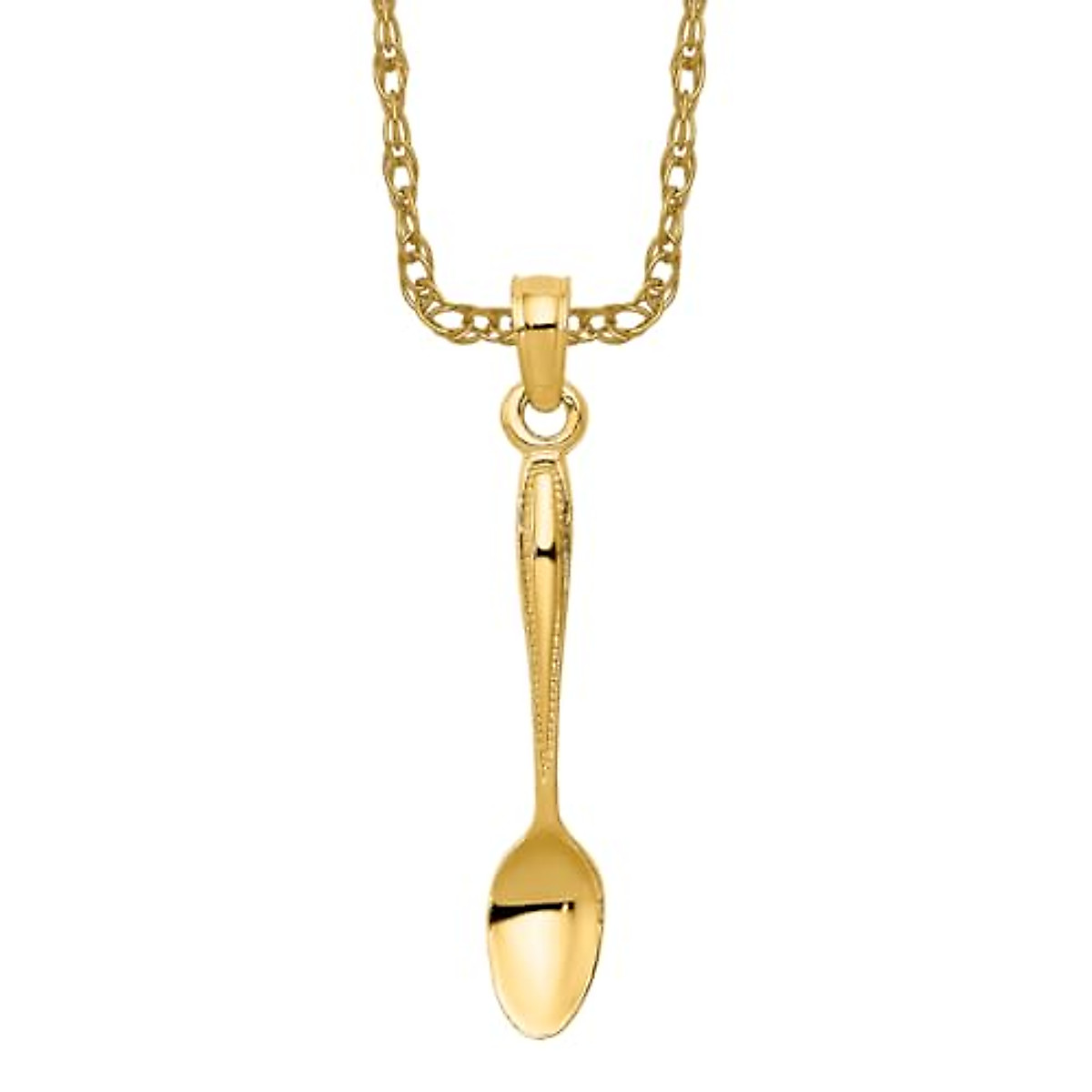 IceCarats 14K Yellow Gold Table Spoon Necklace Charm Pendant 27mm x 5mm Only