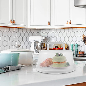 Portable Cake Keeper Cake Containers Carriers with Handle Cake Packaging Case Fresh Keeping Container with Lid Cake Cake Container Dome Cake Storage Box (White)