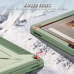 Fintie Shockproof Case for All-New Fire HD 10 Tablet (13th Generation 10.1", 2023 Release), [Tuatara] Rugged Unibody Hybrid Bumper Kickstand Cover with Built-in Screen Protector, Sage Green