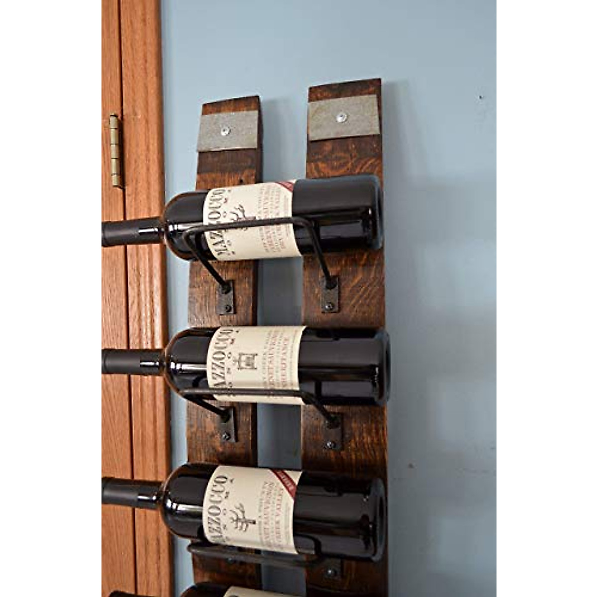 Wine Rack, 5 - Bottle Wine Stave wine rack with steel banding