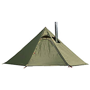 Genma0 Ultralight 2 Person Tipi Hot Tent with Fire Retardant Stove Jack for Flue Pipes with 2 Doors Army Green