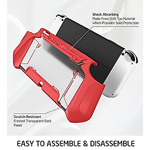 Mumba Dockable Case for Nintendo Switch OLED 2021, [Blade Series] TPU Grip Protective Cover Accessories Compatible with Nintendo Switch OLED and Joy-Con Controller (Red)
