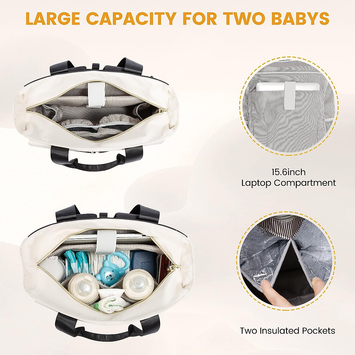 LOVEVOOK Diaper Bag Backpack with Insulated Pockets, Changing Pad, Pacifier Case - Anti-Theft Travel Bag for Women