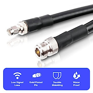 RAIGEN-400 N Type Female to RP-SMA Male - Helium Miner Cable 50ft Low Loss Extension for LoRa Antenna HNT Hotspot Nebra RAK Bobcat Syncrob Sensecap WiFi 4G LTE 10-100ft (50ft N-Female to SMA-Male)