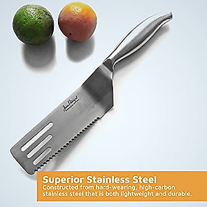 Jean-Patrique Chef's Stainless Steel Serrated Slicer and Server | Unique Serrated Design | A Perfect Cake Slicer and Server, Lasagna Cutter, Spatula, Brownie Cutter or Pizza Lifter | from