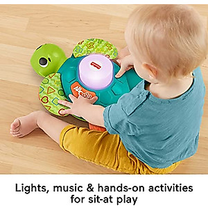 Fisher-Price Linkimals Baby & Toddler Toy Sit-To-Crawl Sea Turtle With Interactive Lights Music And Rolling Motion For Ages 9+ Months