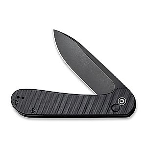 CIVIVI Pocket Folding Knife with 3.47" 14C28N Blade G10 Handle, Button Lock Elementum Knife for EDC C2103A (Black)