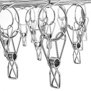 KEILEOHO 2 Pack 16 x 12 Inches Clothes Drying Rack, 72 Clips Stainless Steel Clip and Drip Hangers, Wind-Proof Clothes Hanger Rack Laundry Accessories for Towels, Bras, Underwear, Silver