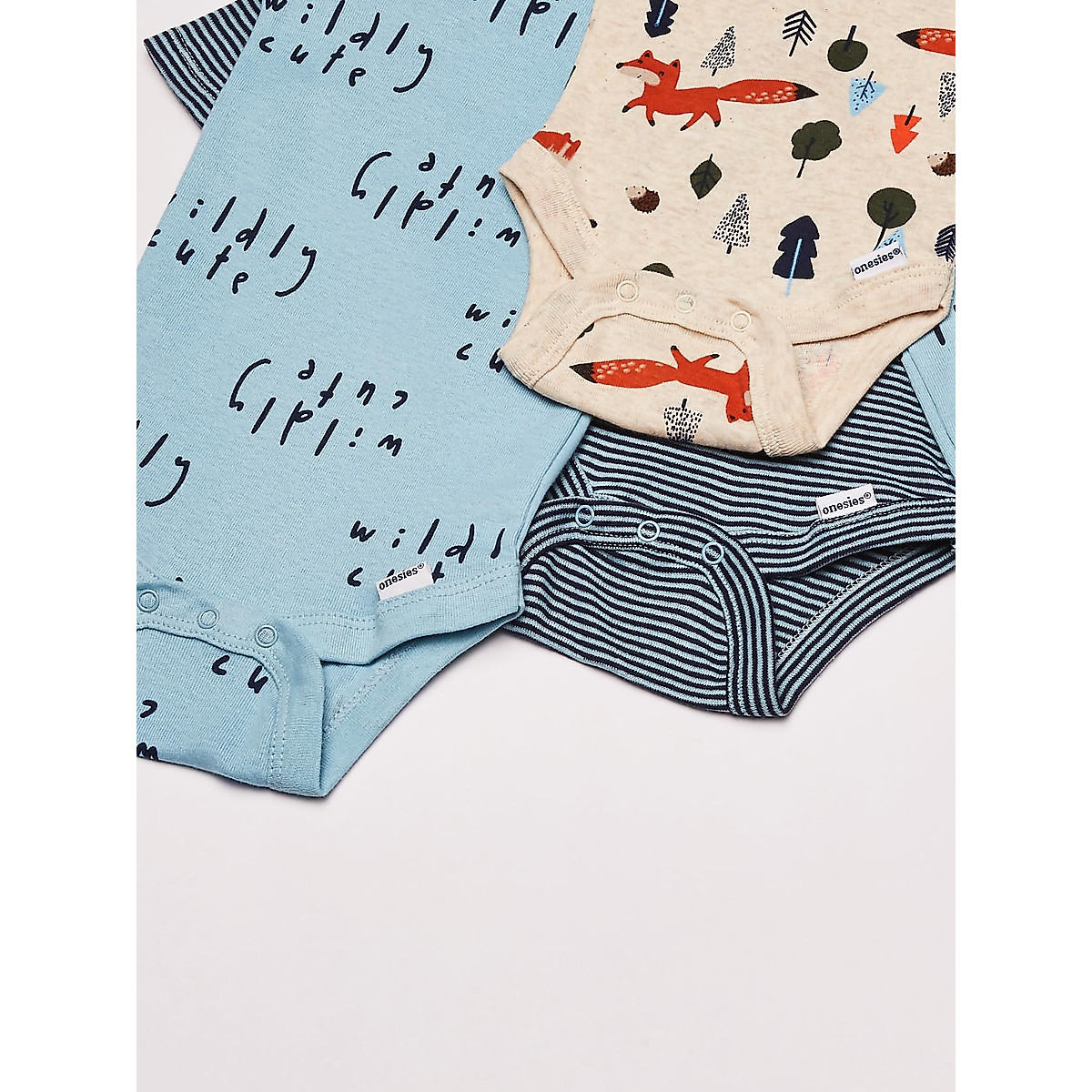 Gerber Baby Boy's 5-Pack Long-Sleeve Onesies Bodysuit, Blue Fox, 3-6 Months