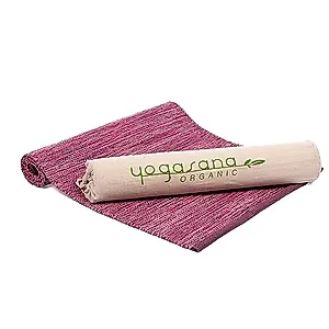 Yogasana Organic Cotton Yoga Mat Non Slip - Hand-Woven Foldable Yoga Rug Provides Excellent Comfort, Traction & Support-Travel Extra Thick Yoga Mats for Indoor & Outdoor Use - 24 x 72 Inches, Ether