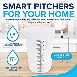 ACCUPOUR 8oz (250 mL) Measuring Pitcher, Plastic, Multipurpose - Great for Chemicals, Oil, Pool and Lawn - Ounce (oz) and Milliliter (mL) Increments (1 cup)