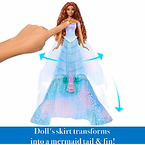 Mattel Disney Princess Toys, The Little Mermaid Transforming Ariel Fashion Doll, Switch from Human to Mermaid, Inspired by the Movie