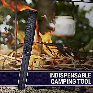 Knife for Men with Sheath - Black Tactical Knives - Cool Hunting Knofe Fixed Blade Knife with Serrated Blade - Best EDC Survival Camping Hiking Military Tool Sharp Belt Boot Knives Gift for Men 2503