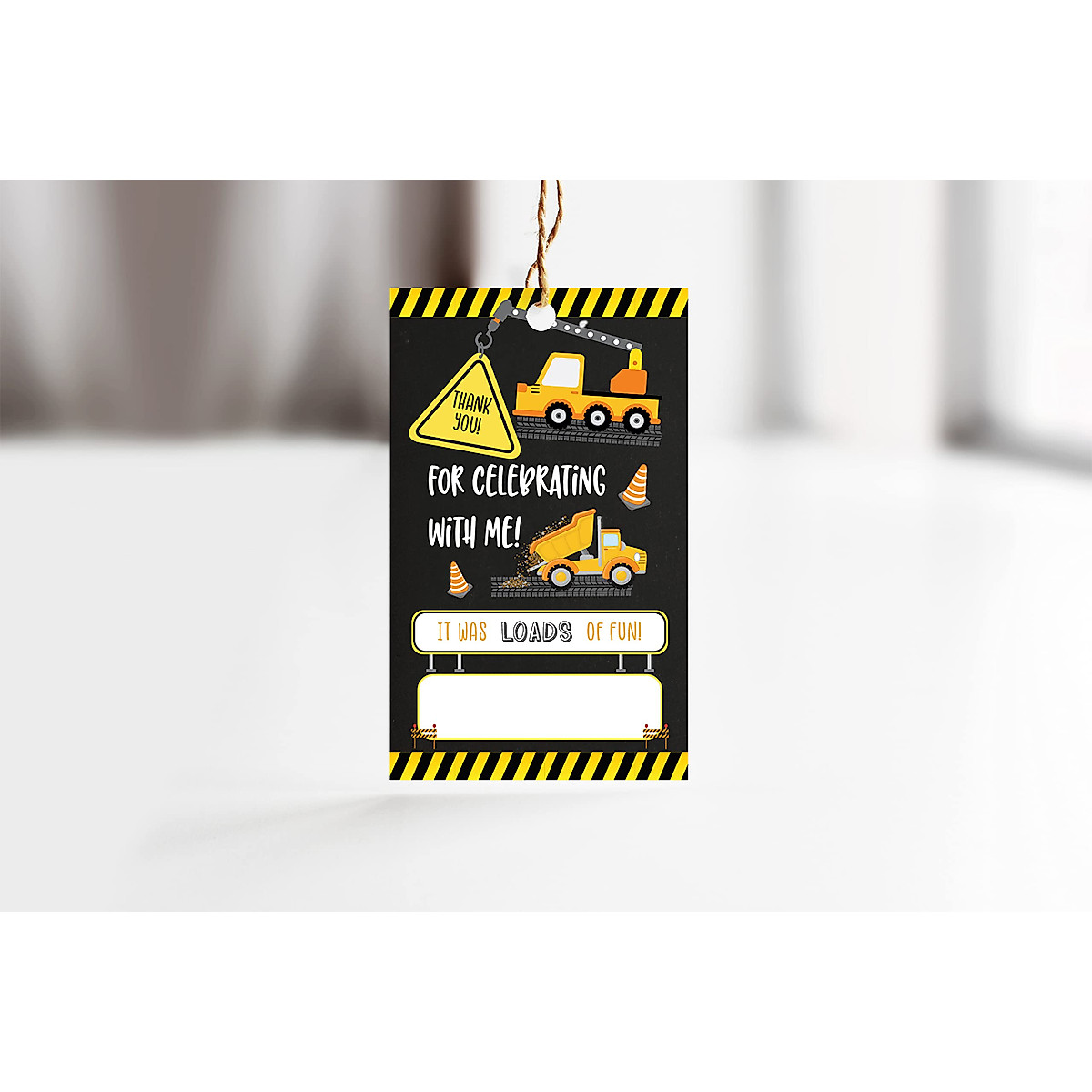 Your Main Event Prints 25 Count Construction Thank You Hang Tag 2"x3.5" - Perfect for Baby Showers, Birthdays, or Special Events