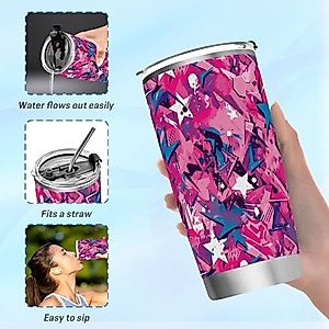 sanluoli Graffiti Art Stars Red Absttract Stainless Steel coffee cups with Straw Lid travel coffee mug for Water, Iced Tea or Coffee reusable vacuum insulated tumbler with lid 20 OZ