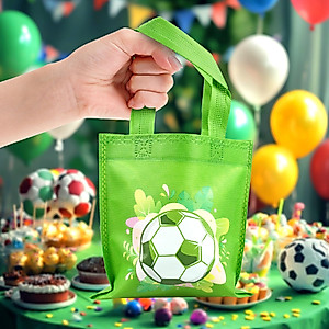 BANBALLON 20 PCS Soccer Party Favor Bags Soccer Non-Woven Gift Bags Treat Gift Bags for Kids Birthday Party Sports Theme Party Baby Shower World Cup Goodie Bags Supplies (Soccer)
