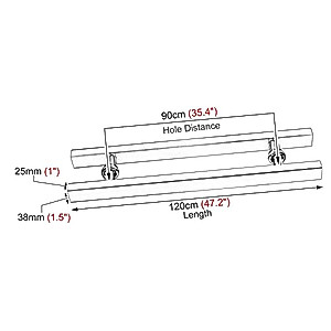 Heavy Duty Commercial Sliding Glass Barn Door Handle Pull, H-molding Contemporary Interior Exterior Door Pull Push Handles, 20/23/32/47/59inch Long, Back-to-Back Mount (Matte Black 120cm/47.2in)