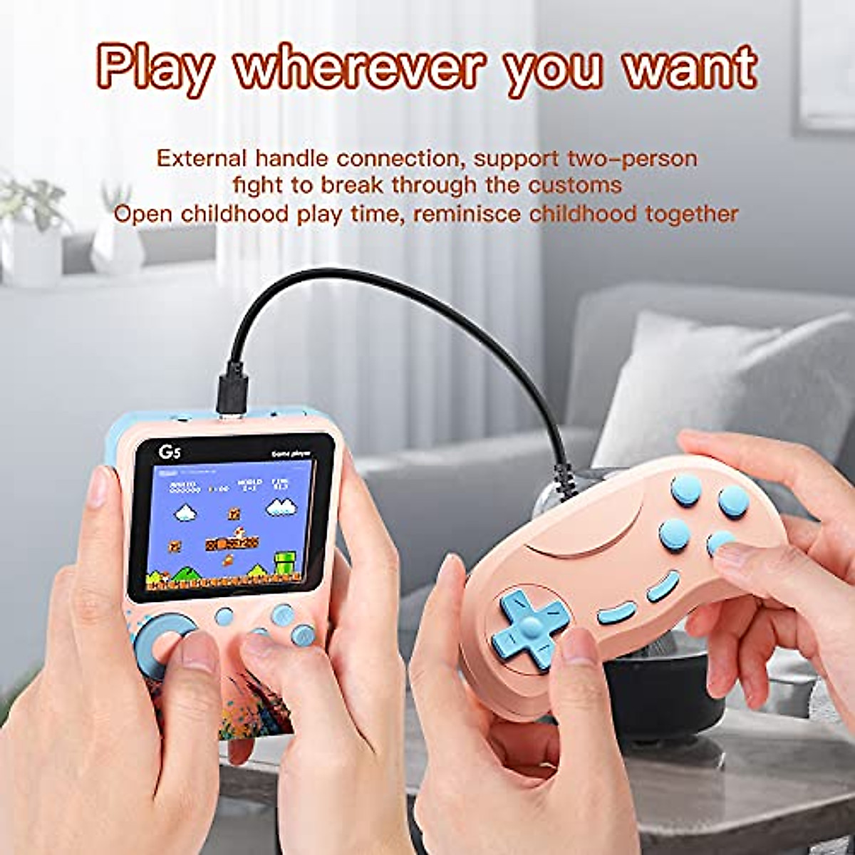 HANDA Instrument Handheld Game Player Video-Game 8 Bit Retro Mini Pocket Gameboy Handheld Game Console Built-in 500 Classic Games for Child Kids