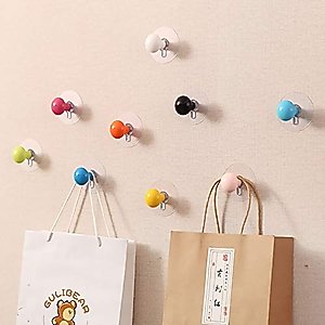 BERTERI Wall Hooks, 10PC Decorative Adhesive Heavy Duty Living Room Bedroom Bathroom Kitchen Wall Hooks, Hat, Coat, Towel, Key Hooks (5 Colors)