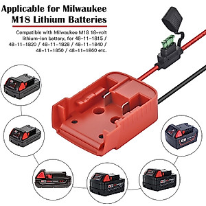 2 Pack Power Wheels Adapter for Milwaukee M18,18V Power Wheels Battery Conversion Kit with Switch, Fuse & Wire Terminals, 12AWG Wire, Power Connector for DIY Rc Car Toys and Robotics