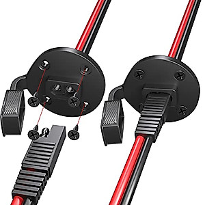 Goupchn SAE Power Socket Sidewall Port 2 Pack Weatherproof SAE Quick Connect Solar Panel Flush Mount Connector 2 Pin 12AWG SAE Solar Cable with 8 Screws for Solar Generator Battery Charger